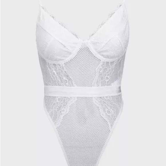 Missguided | Tops | Lace Fishnet Mixbodsuiwhite | Poshmark